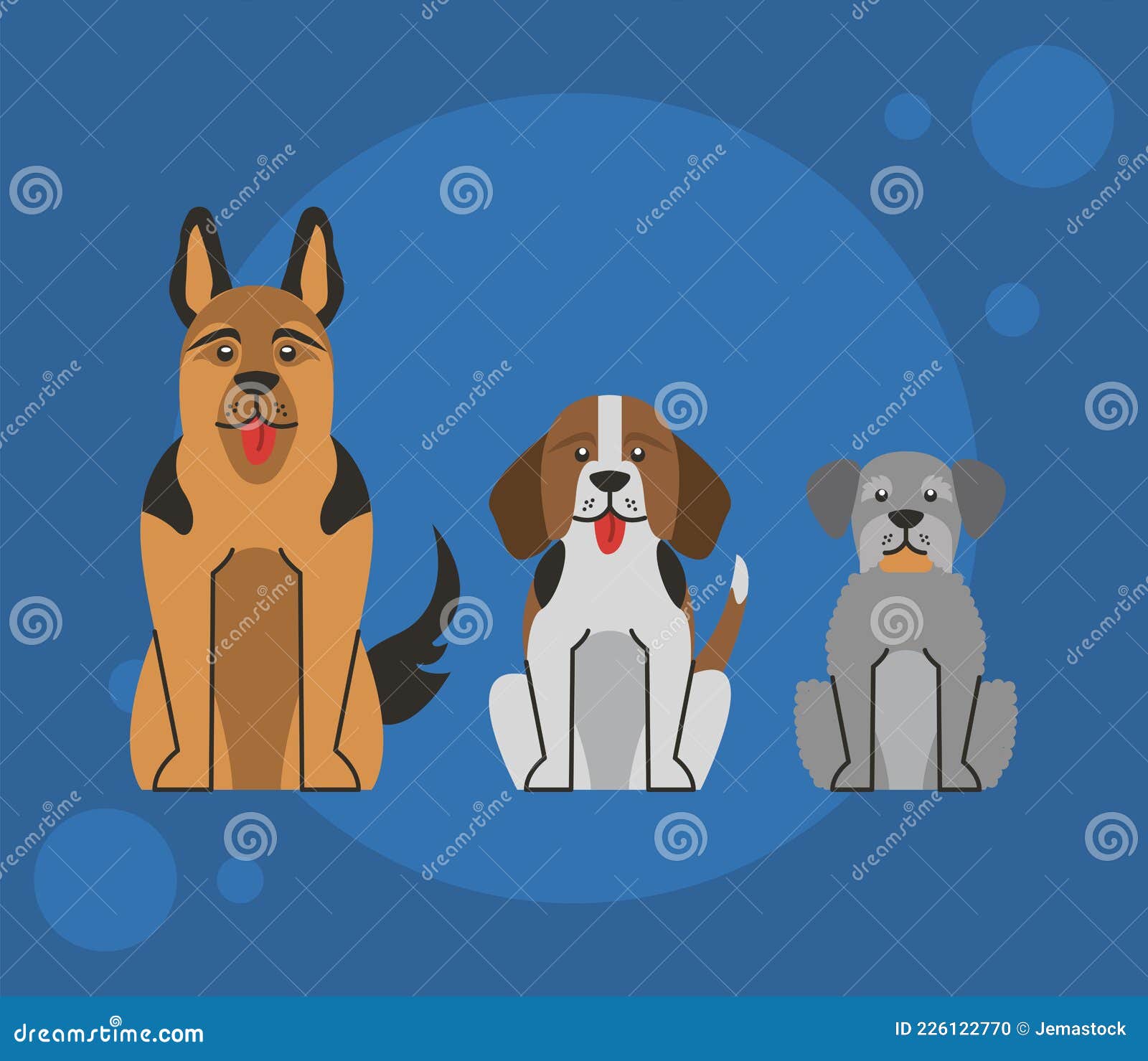 Three dogs characters stock vector. Illustration of cartoon - 226122770