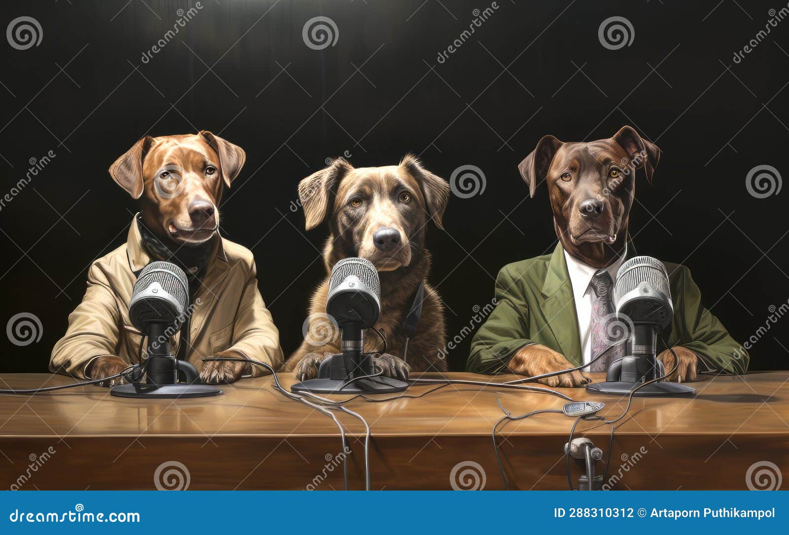 Three Dogs with Human Clothes Hold a Press Conference and Interview at ...