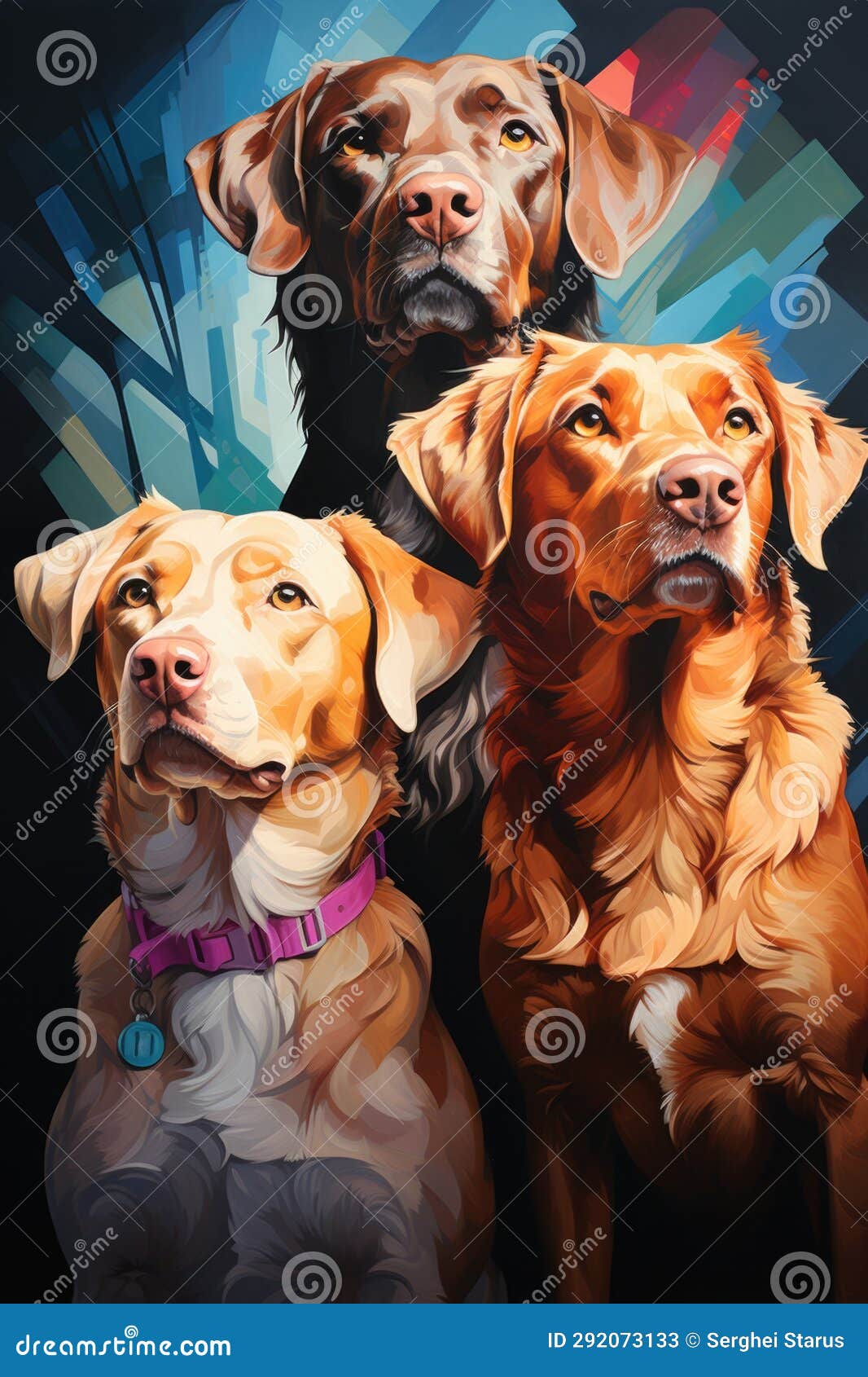 Three Dogs are Standing Together, AI Stock Image - Image of view ...