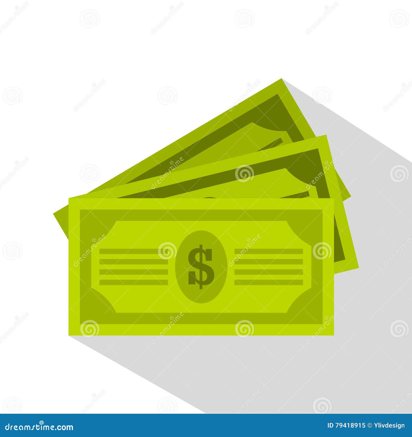 Three Dollar Bills Icon, Flat Style Stock Vector - Illustration of ...