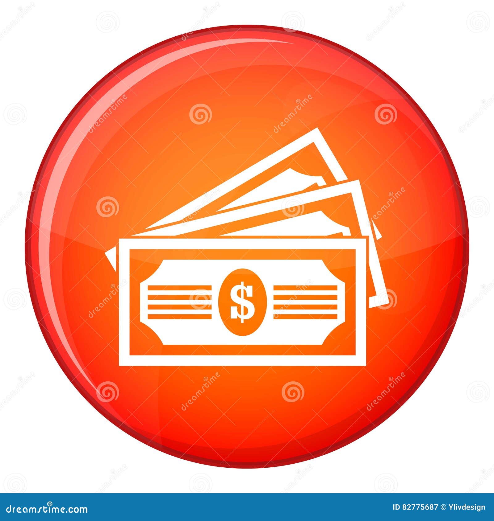Three Dollar Bills Icon, Flat Style Stock Vector - Illustration of ...
