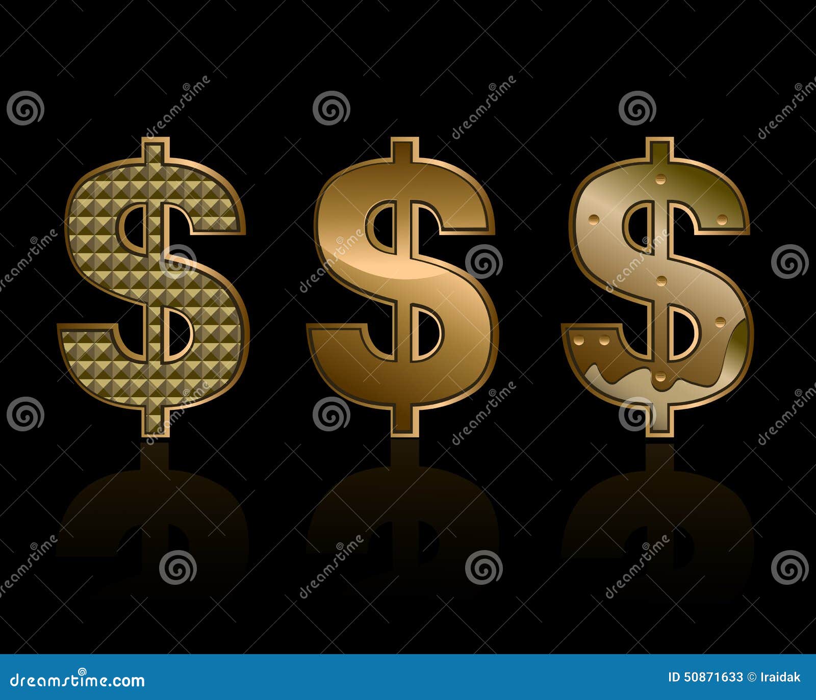 Three dollar signs stock vector. Illustration of currency - 50871633