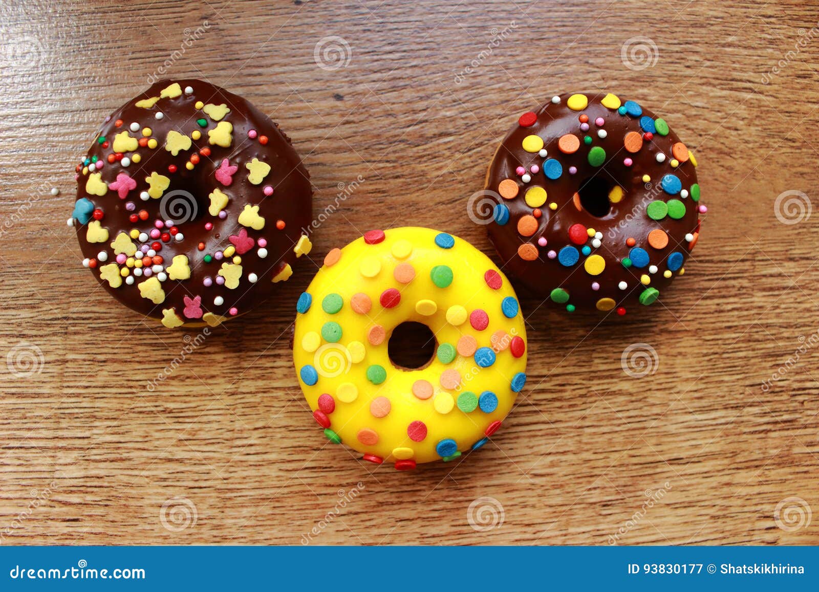 Three donuts stock image. Image of dough, donuts, glazed - 93830177