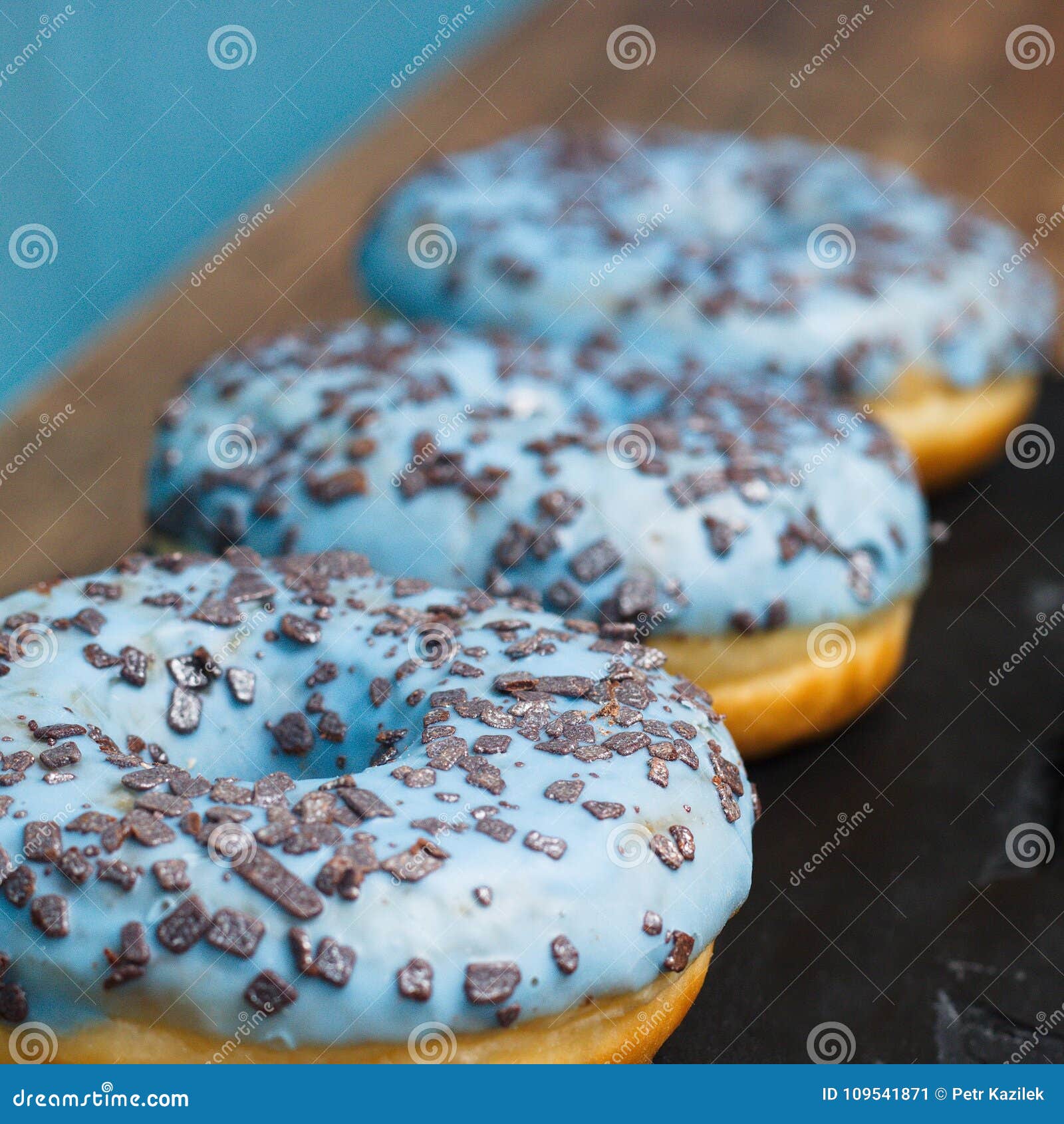 Blue donuts stock image. Image of delicious, circle - 109541871