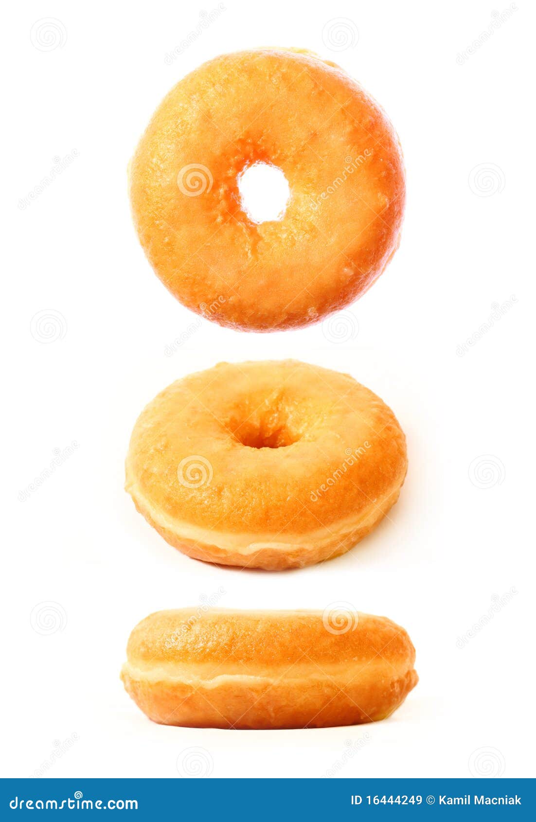 Three Donuts in Different Positions Stock Image - Image of three ...