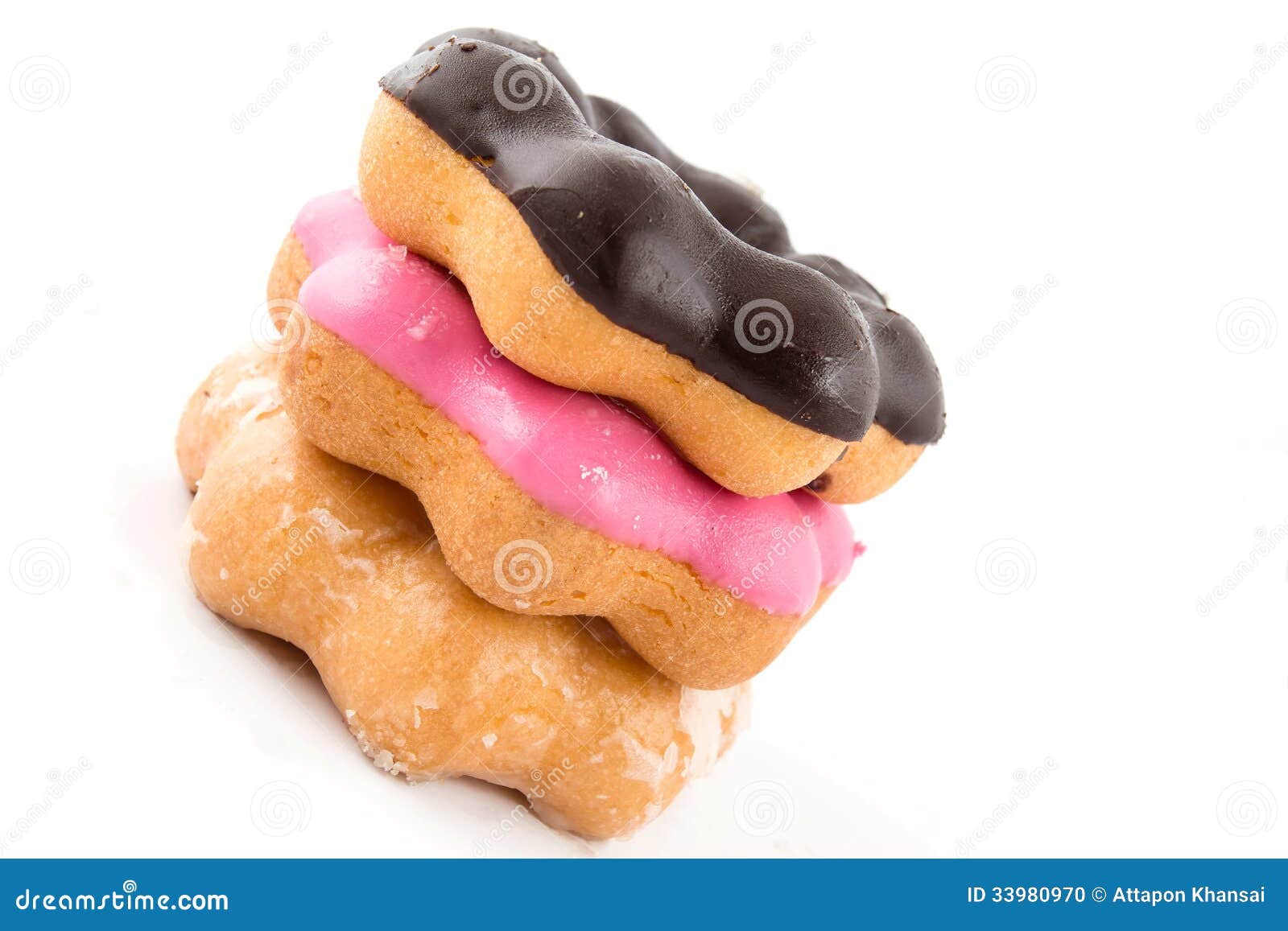 Three Donuts Isolate on White Stock Photo - Image of caramel, heap ...
