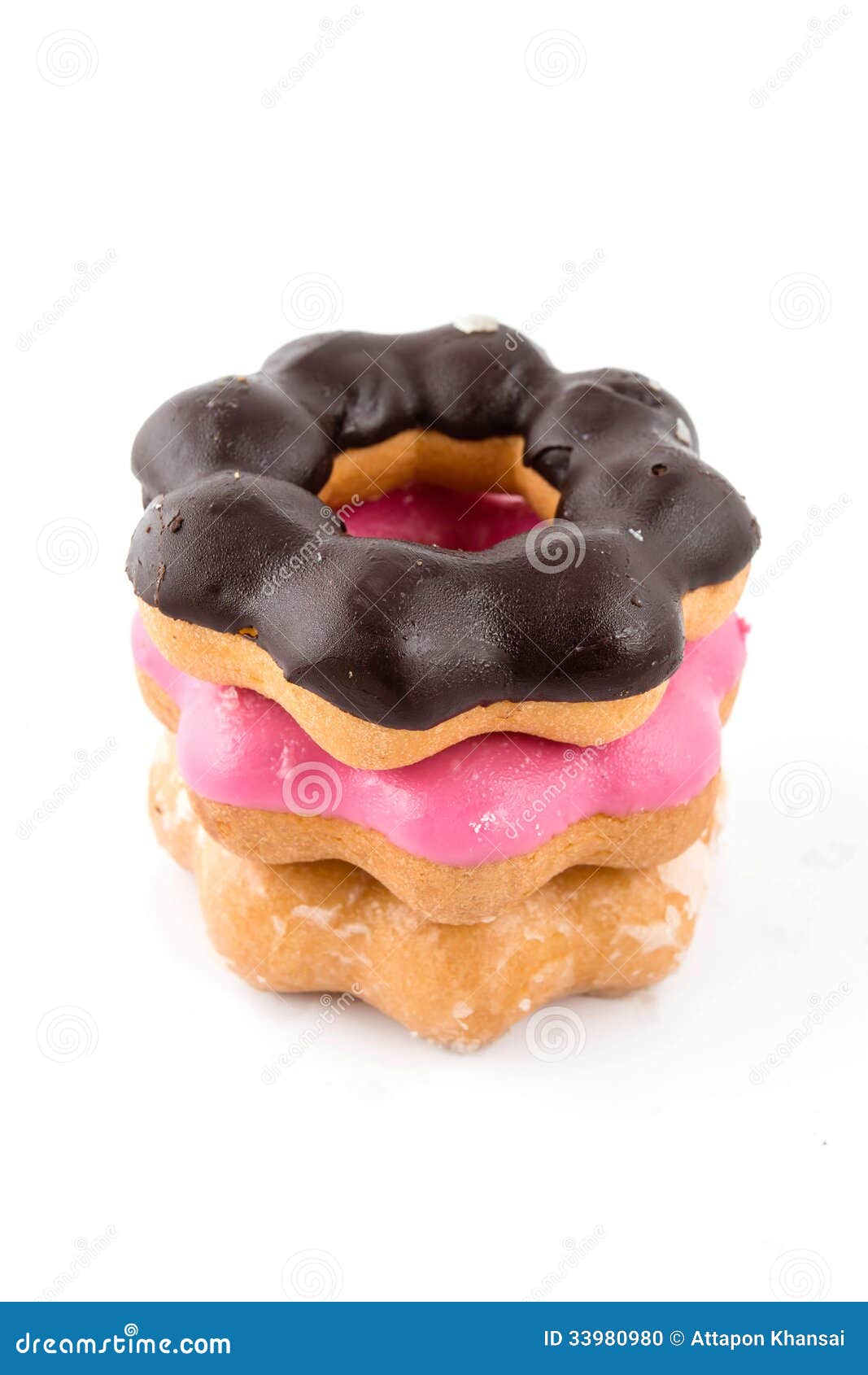 Three Donuts Isolate on White Stock Photo - Image of delicious ...