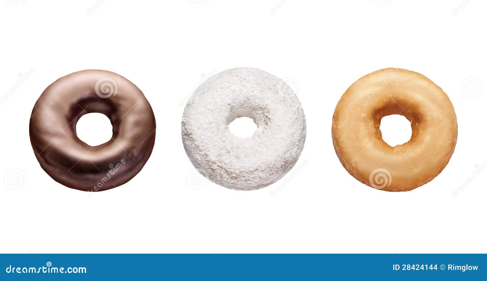 Three Donuts Isolated on White Stock Photo - Image of round, chocolate ...