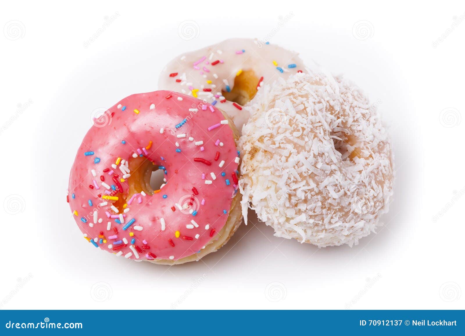 Three Donuts stock image. Image of group, coconut, trio - 70912137