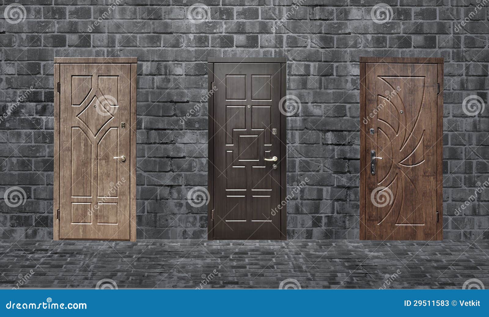 Three door stock image. Image of doorway, antique, brickwork - 29511583