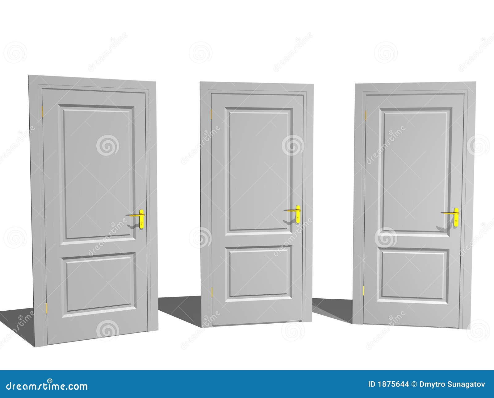Three Doors stock illustration. Illustration of corridor - 1875644