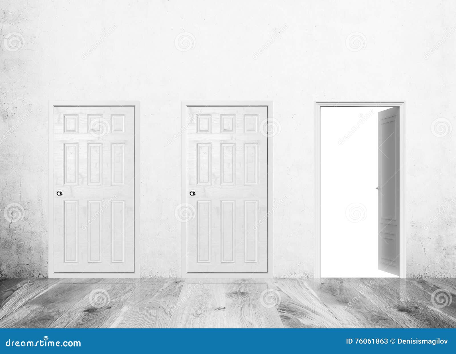 Three doors. One open stock illustration. Illustration of clean - 76061863