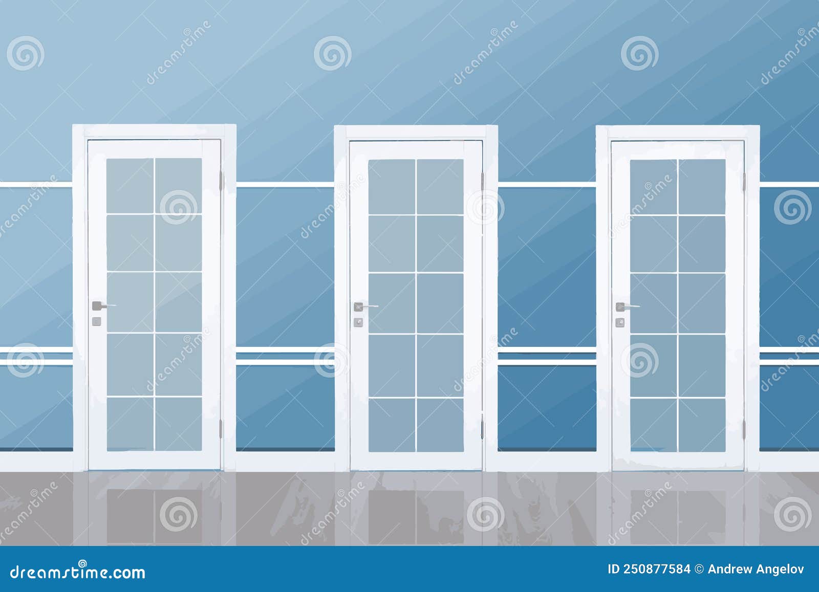 Three Doors, One Open and Two Closed. Vector Illustration Stock Vector ...