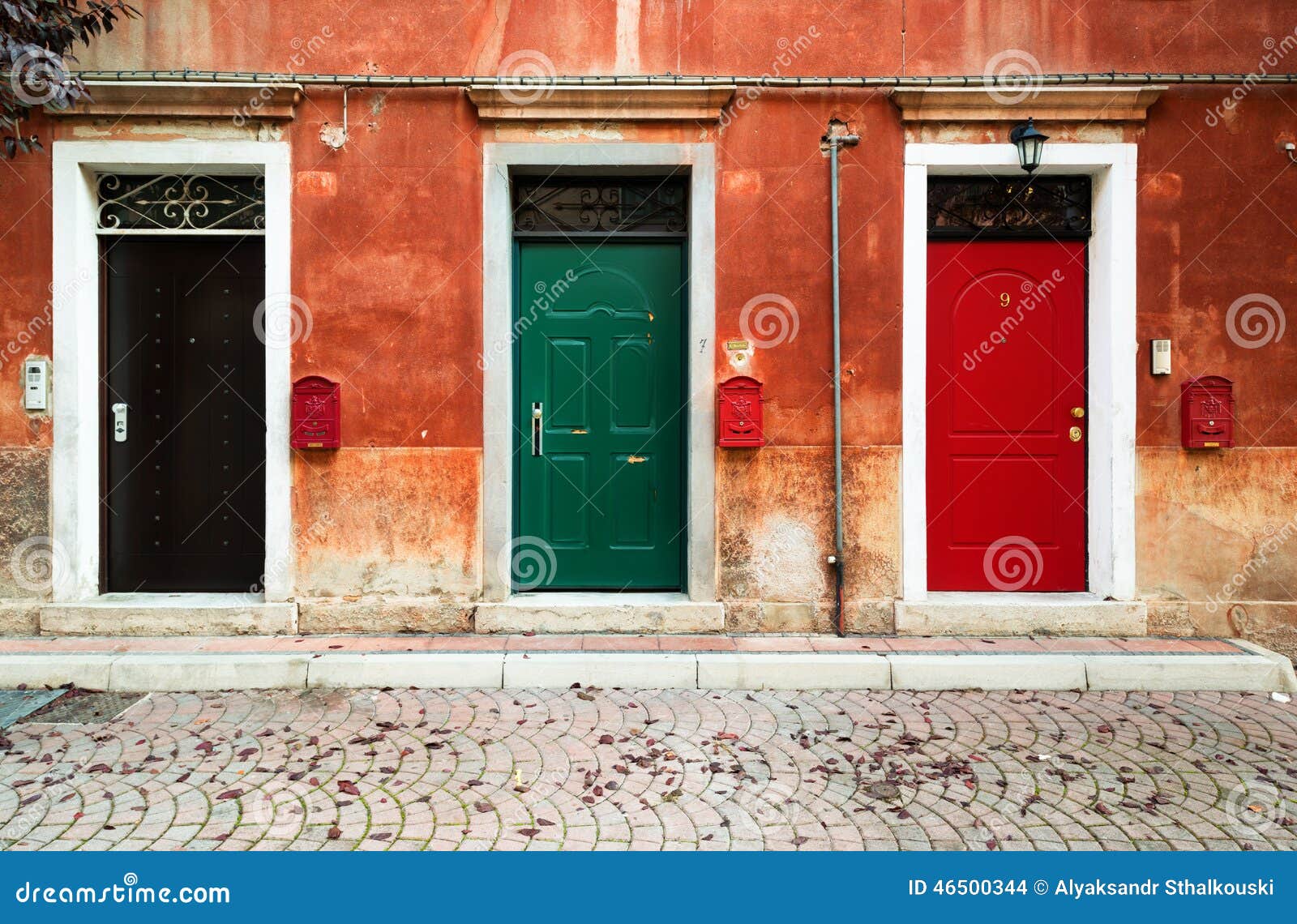 Three Doors and Three Mailboxes Stock Photo - Image of doors, mailboxes ...