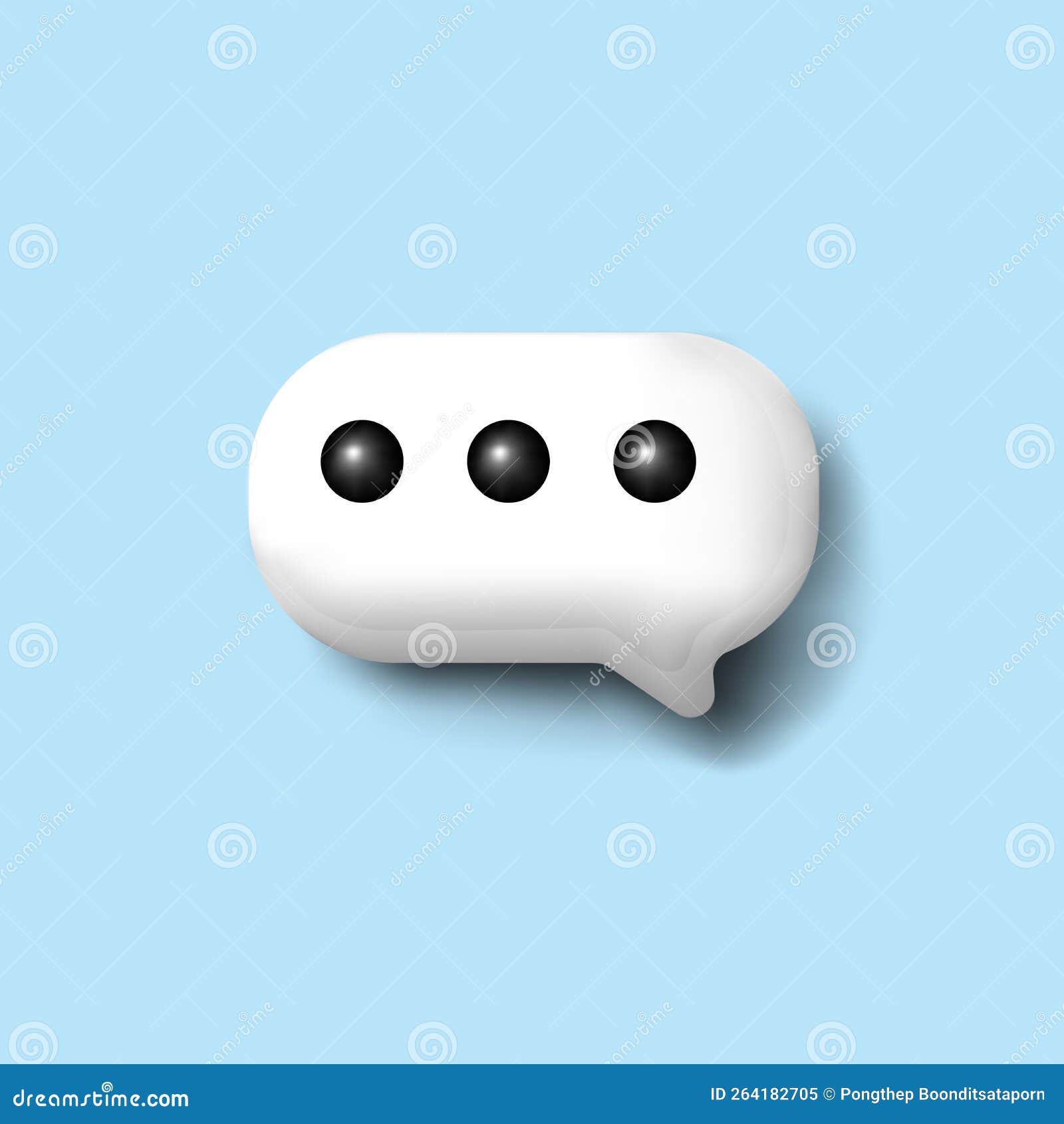 Three Dots in the Bubble Speech Speaking Emotion Symbol 3d Icon on Blue ...