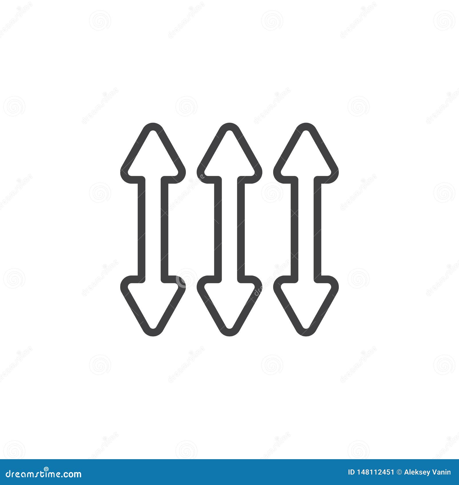 Three Double Arrow Line Icon Stock Vector - Illustration of triple ...
