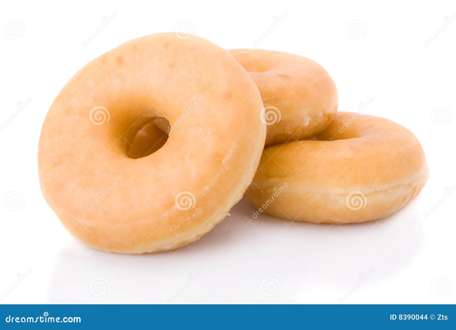 Three Doughnuts or Donuts Isolated Stock Photo - Image of piled ...