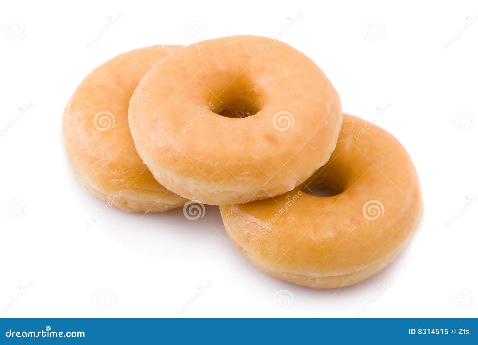 Three Doughnuts or Donuts Piled Stock Image - Image of sweet, glaze ...
