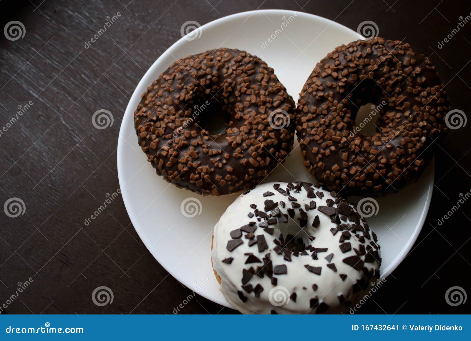 Three doughnuts stock image. Image of breakfast, bake - 167432641
