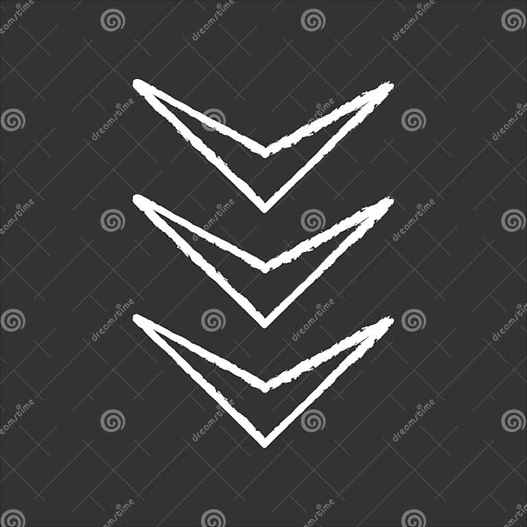 Three Down Arrows Chalk White Icon on Black Background. Page Browsing ...
