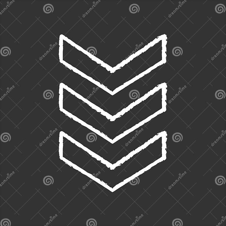 Three Down Arrows Chalk White Icon on Black Background. Vertical ...