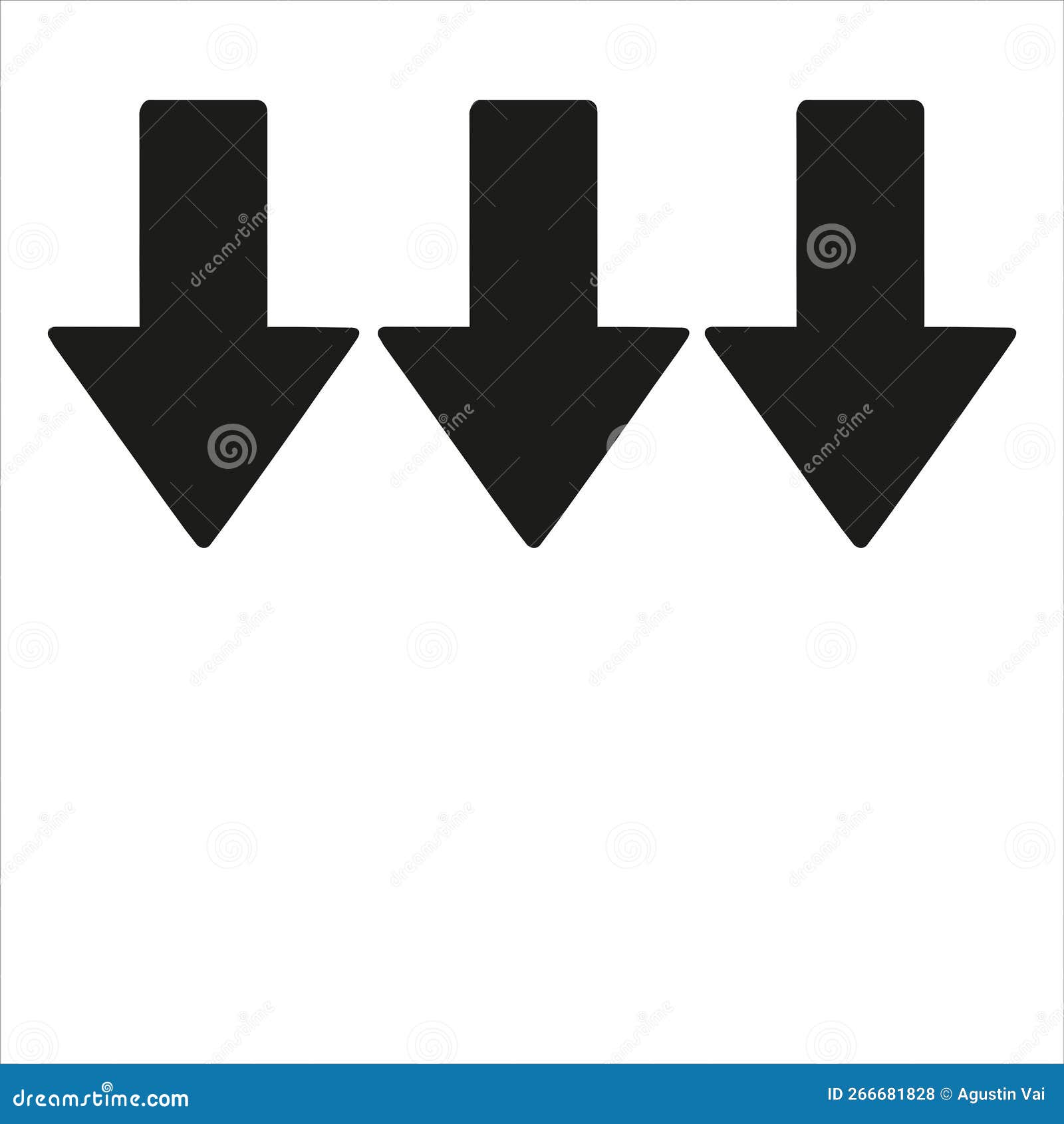 Three Down Black Arrows on a White Background Stock Vector ...