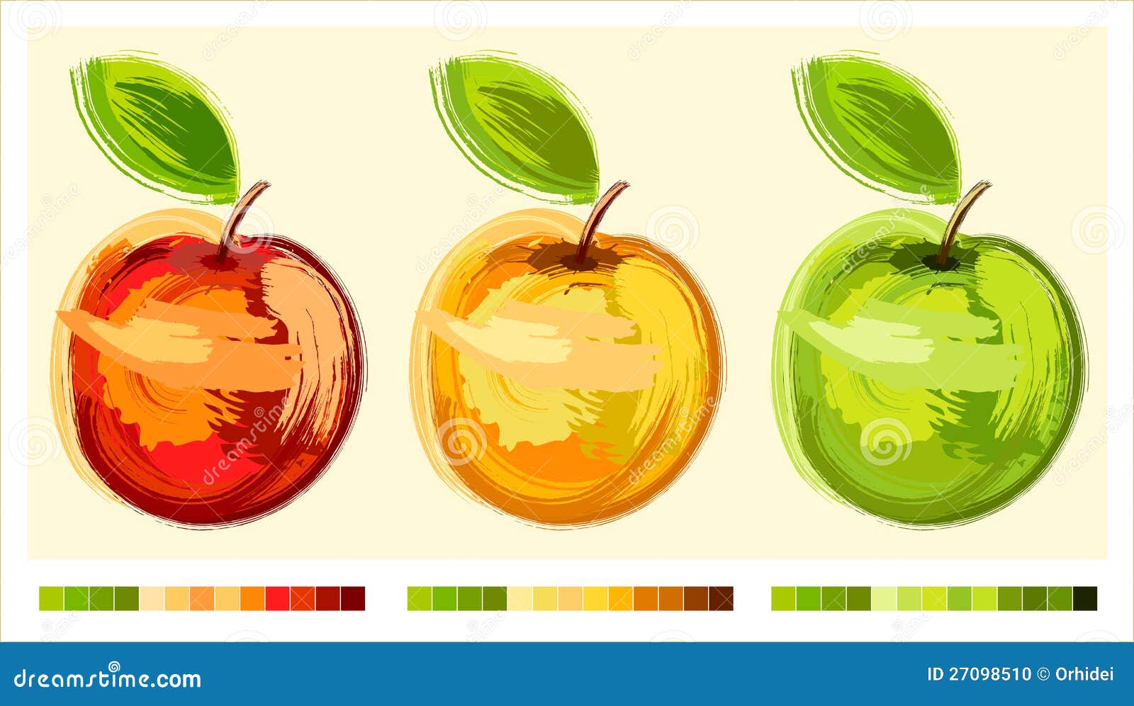 Three drawing apple stock vector. Illustration of bright - 27098510