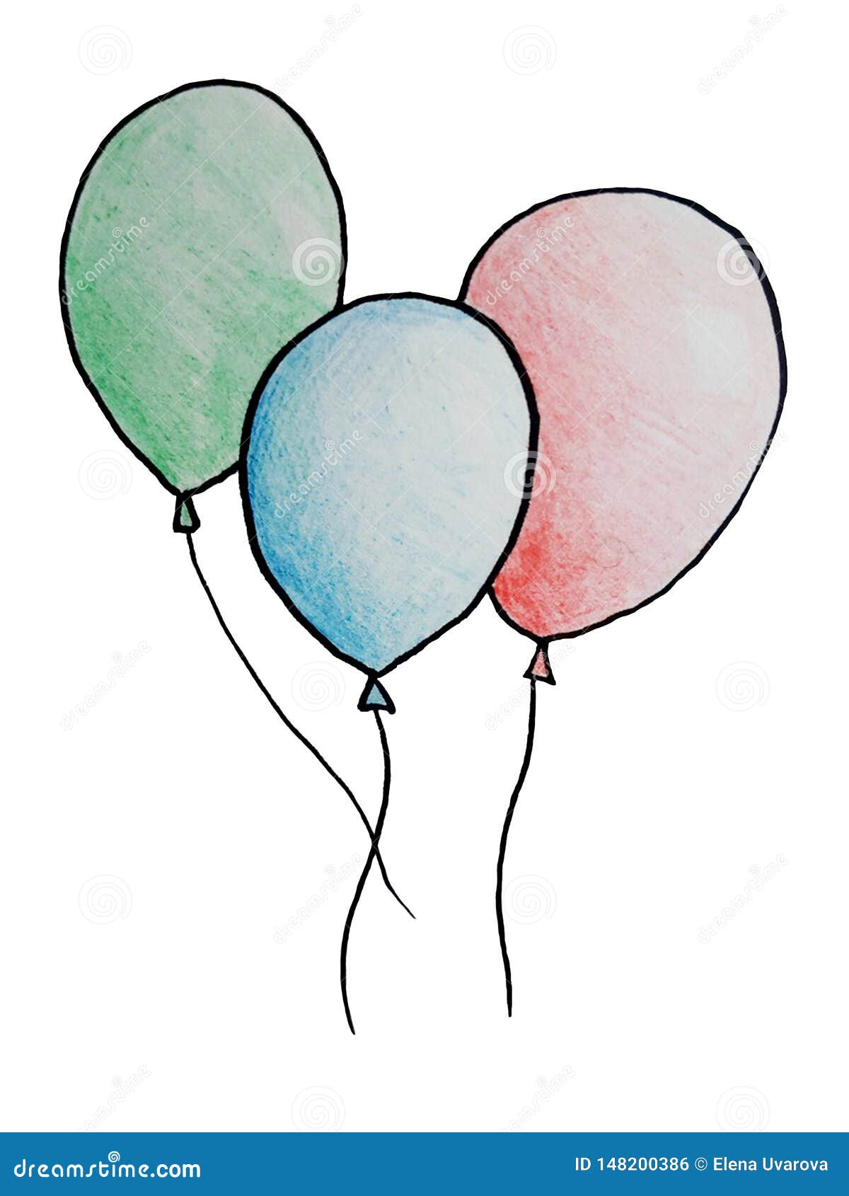 Three drawn balloons stock illustration. Illustration of event - 148200386