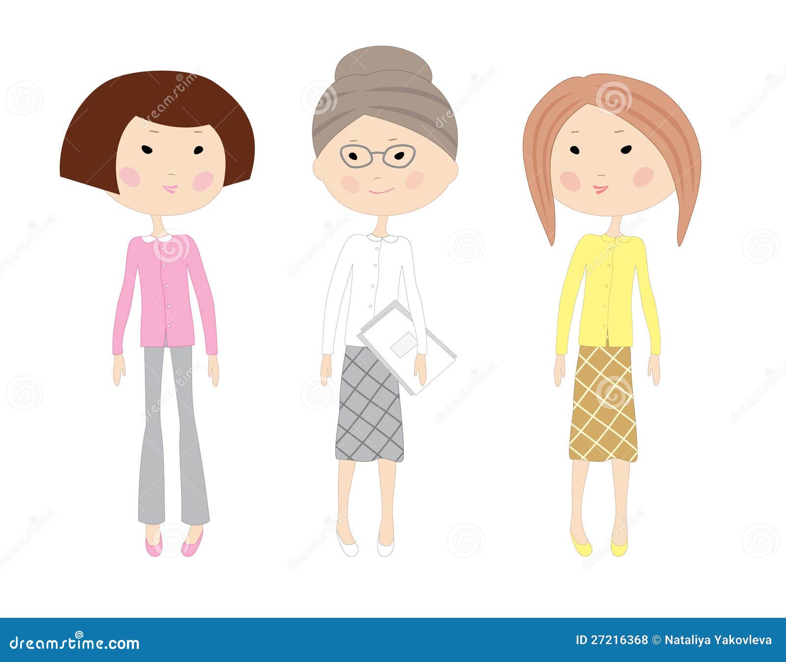 Three Drawn Cartoon Business Women Stock Vector - Illustration of ...