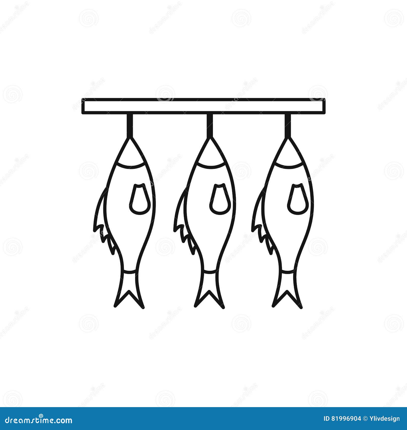 Three Dried Fish Hanging on a Rope Icon Stock Vector - Illustration of ...