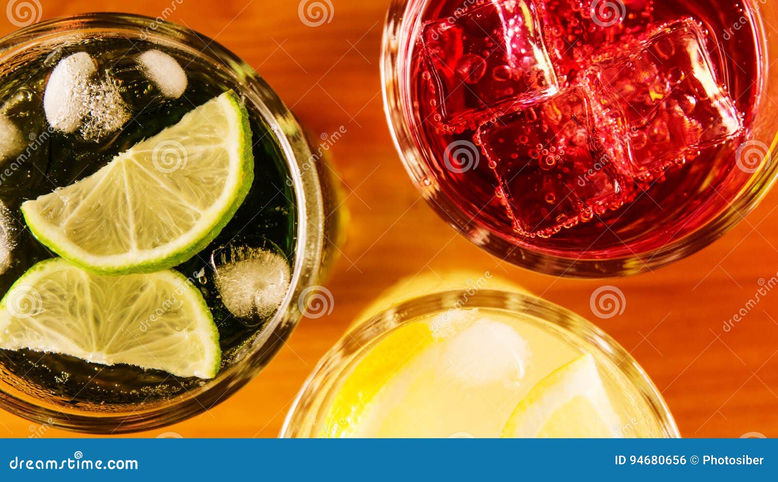 Three Drinks on the Table Top View Stock Photo - Image of cocktail ...