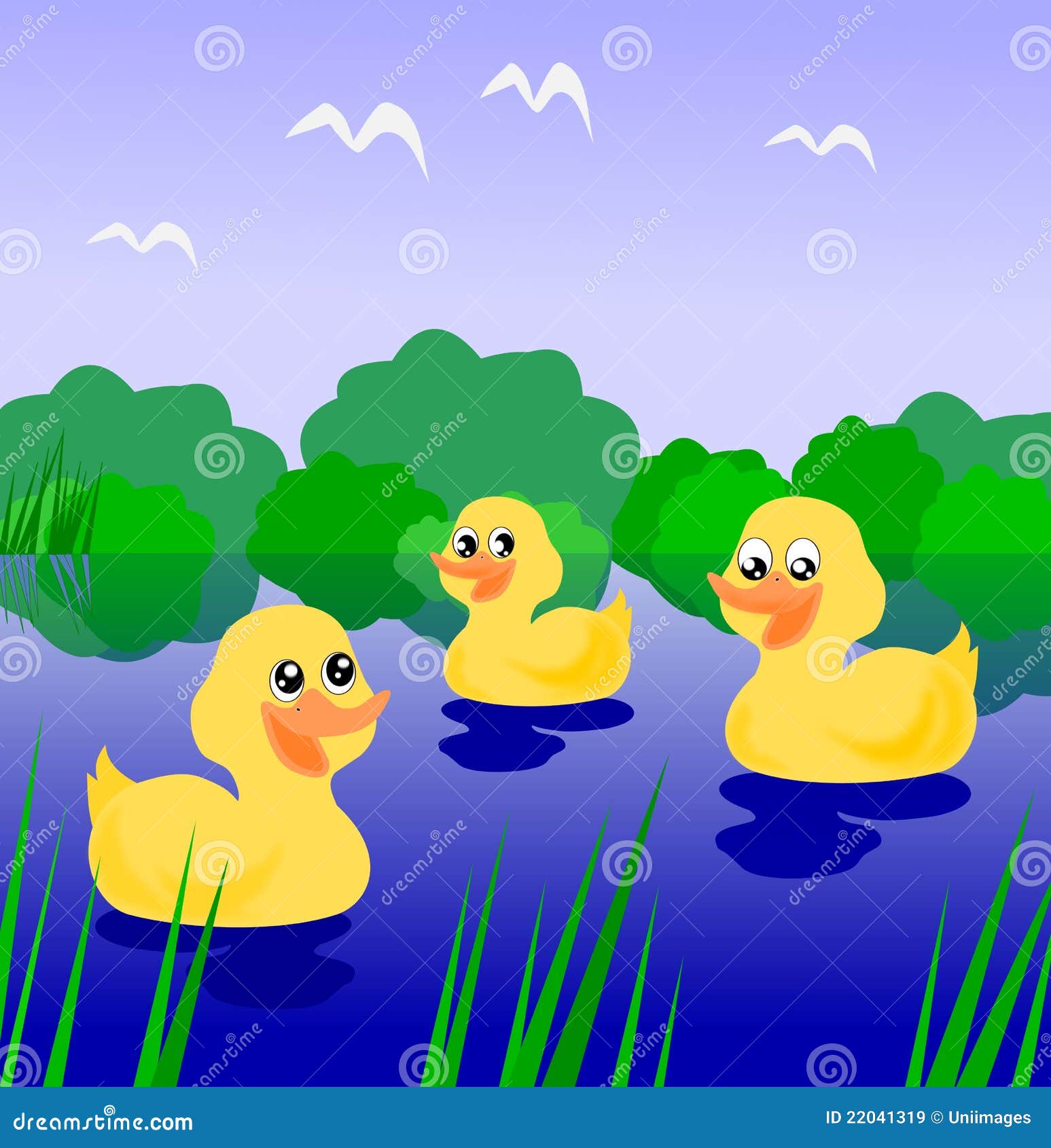 Three Ducklings stock illustration. Illustration of forest - 22041319
