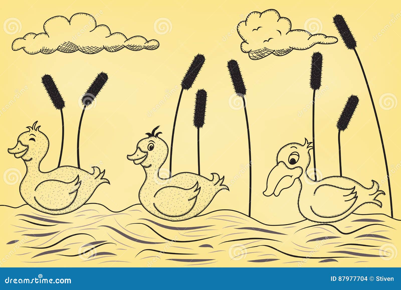 Three Ducks Cartoon Vector | CartoonDealer.com #19980897