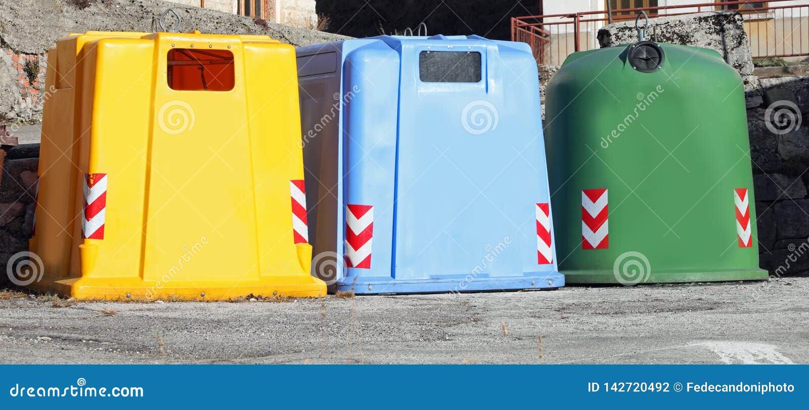 Three Dumpsters Containers To Collect Garbage Stock Photo - Image of ...