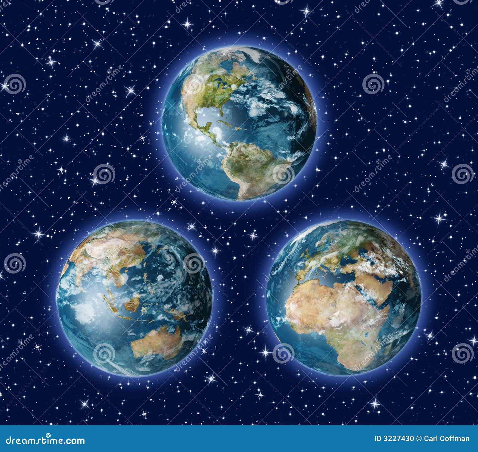 Three Earths B stock illustration. Illustration of east - 3227430