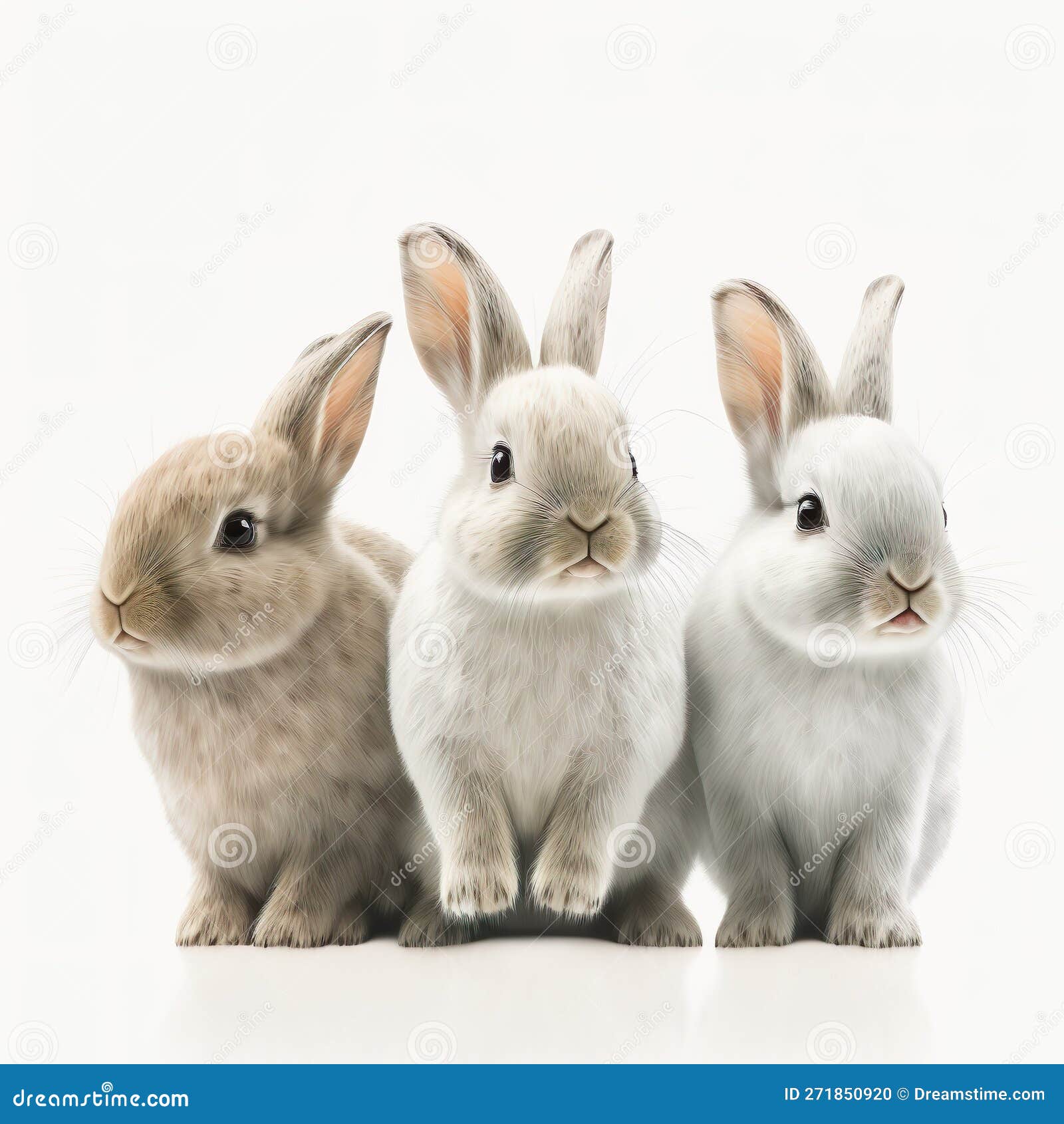 Three Easter Bunnies on White Background Stock Illustration ...