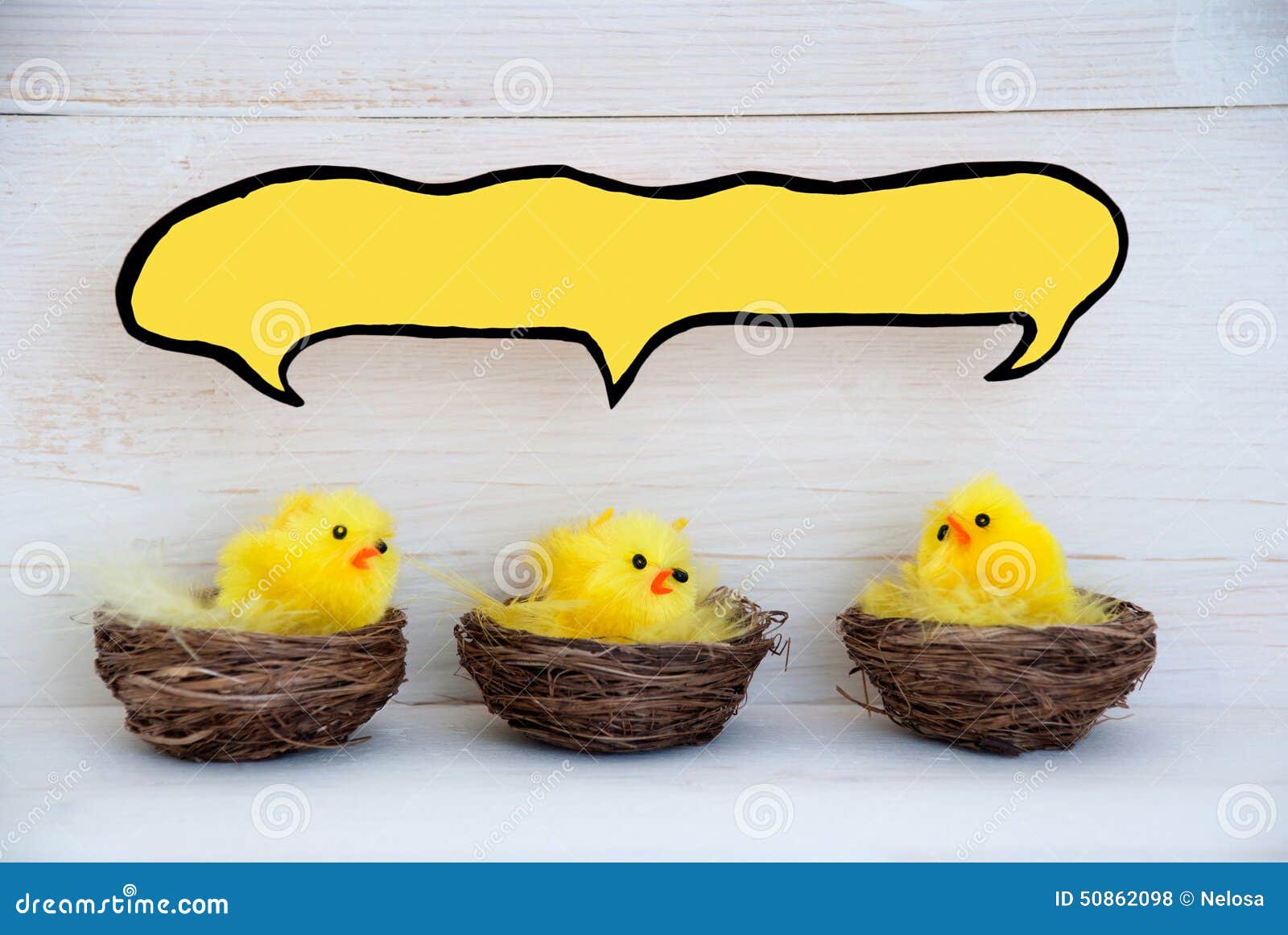 Three Easter Chicks with Blank Comic Speech Balloon for Copy Space ...