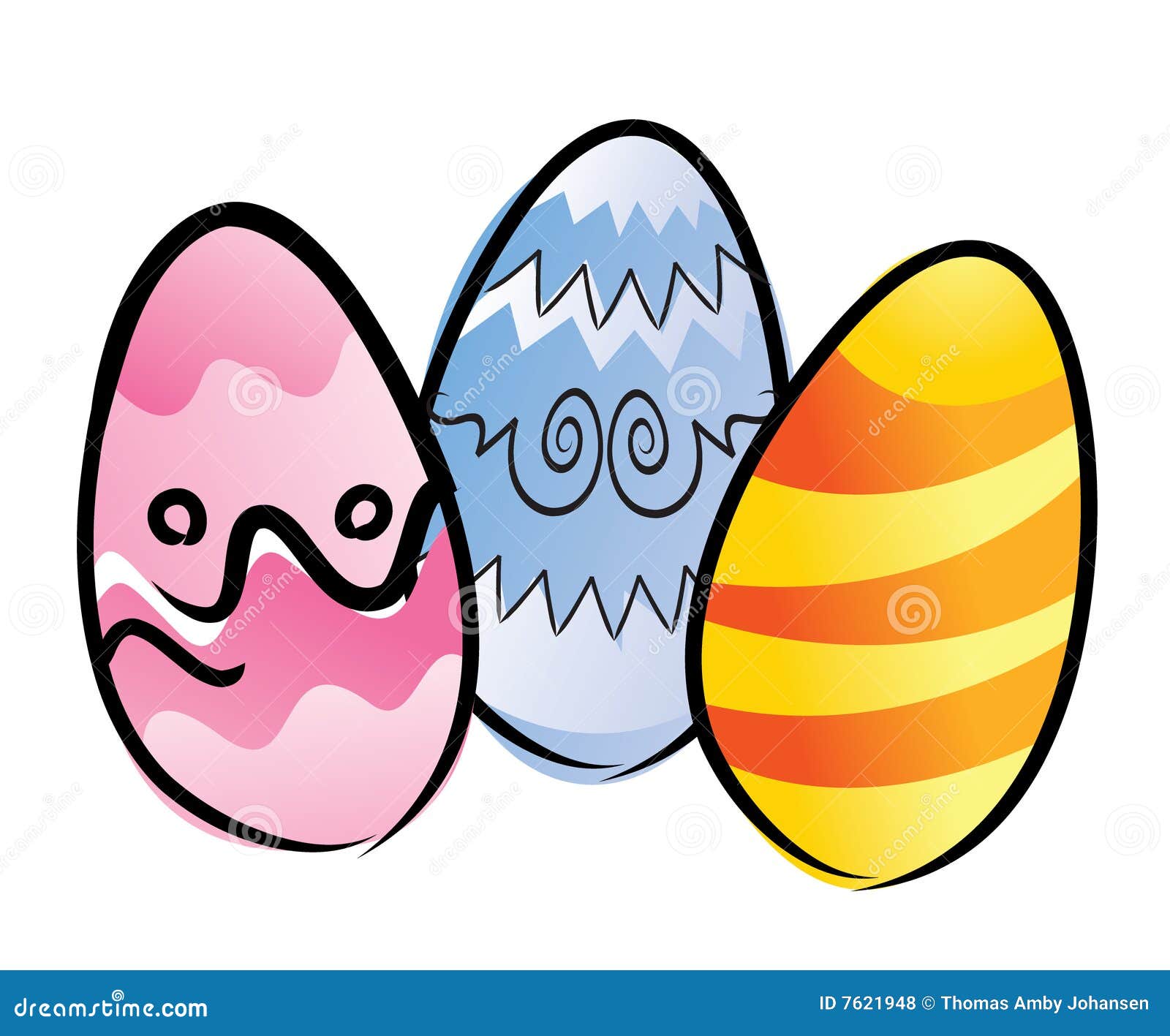 Three Easter Eggs stock vector. Illustration of orange - 7621948