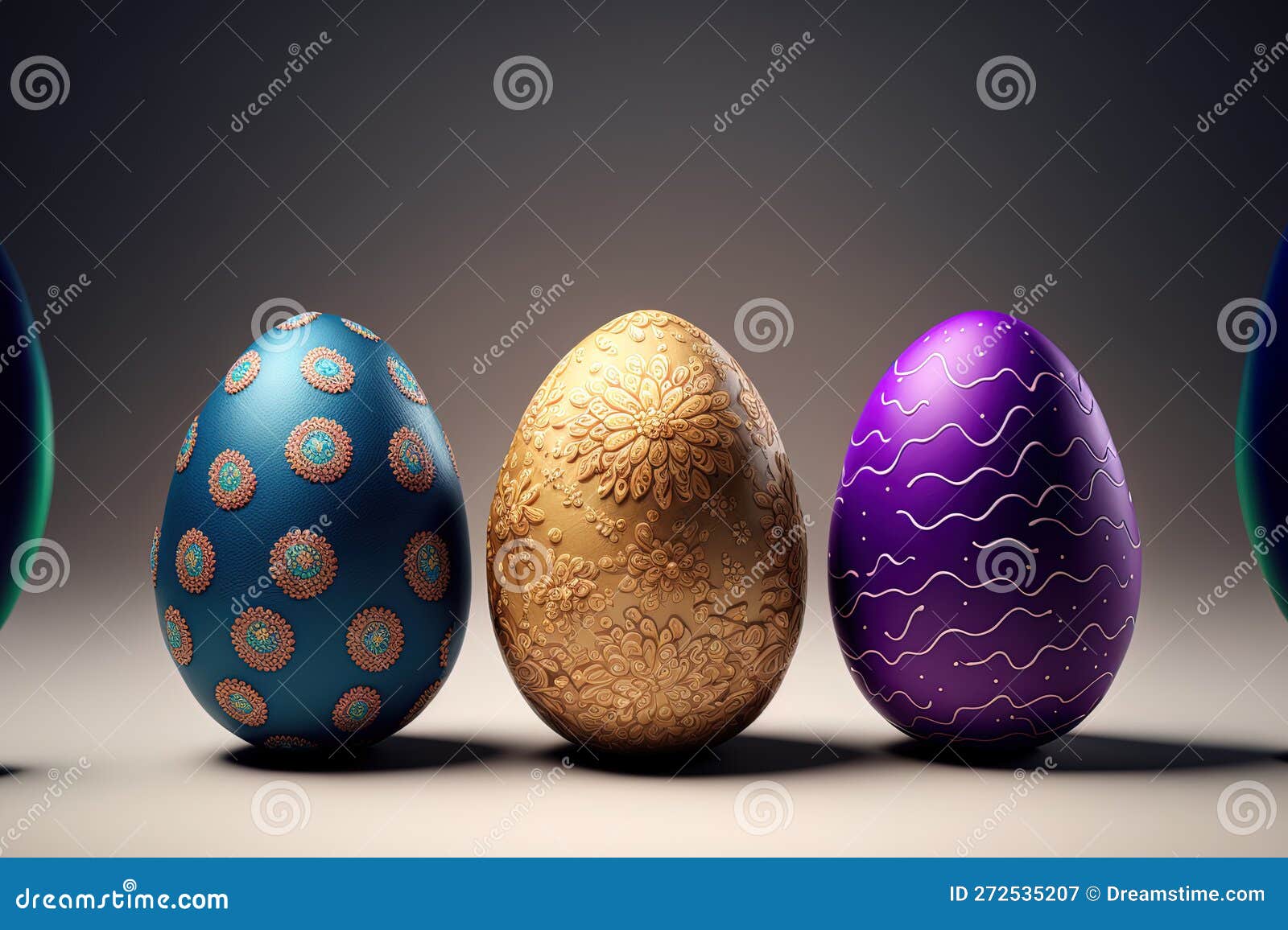 Three Easter Eggs are Depicted in Realistic Illustration Stock Illustration - Illustration of ...