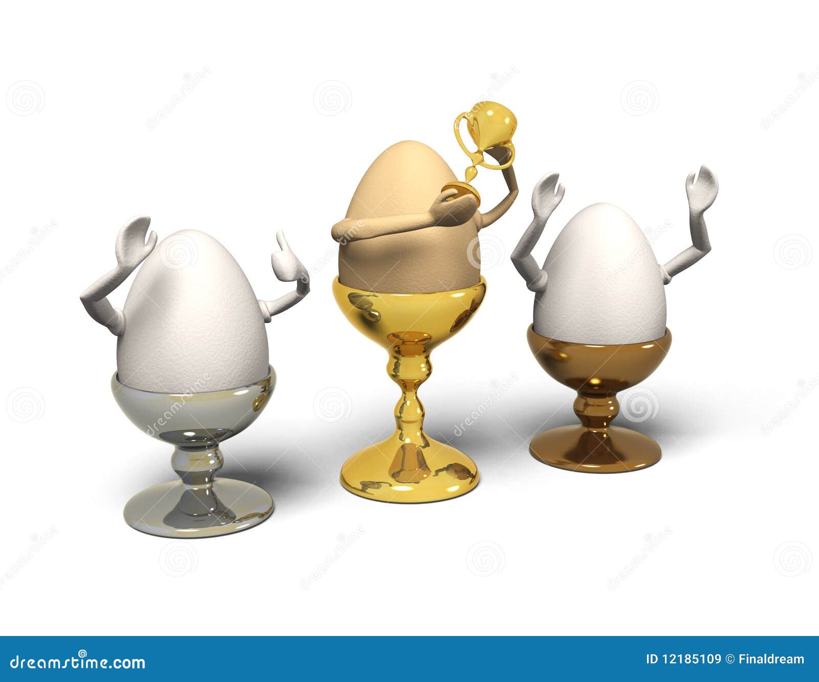 Three Eggs in Eggcups are Winner. Stock Illustration - Illustration of ...