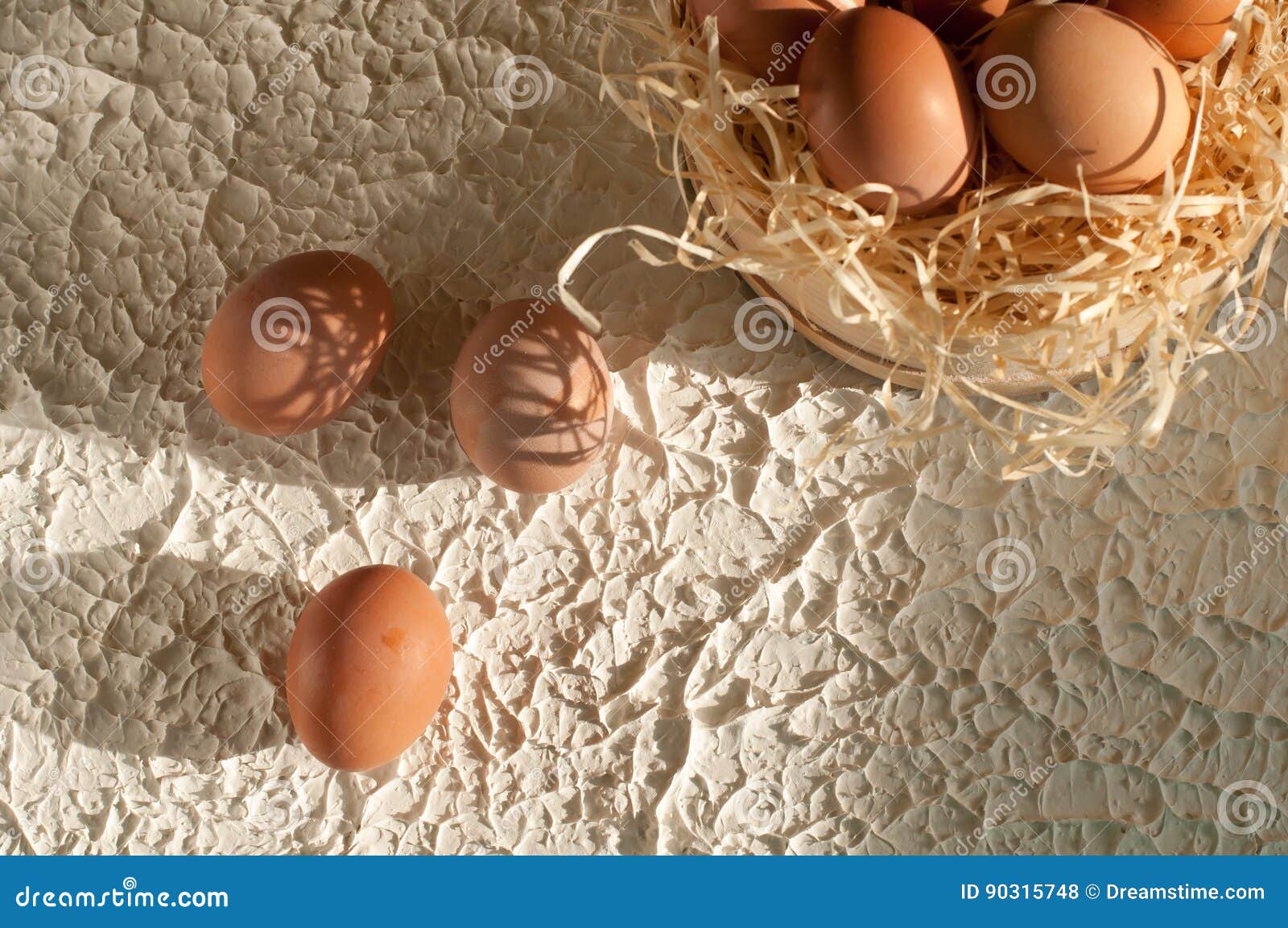 Three Eggs at Screens Full of Eggs on Wood Stock Photo - Image of ...