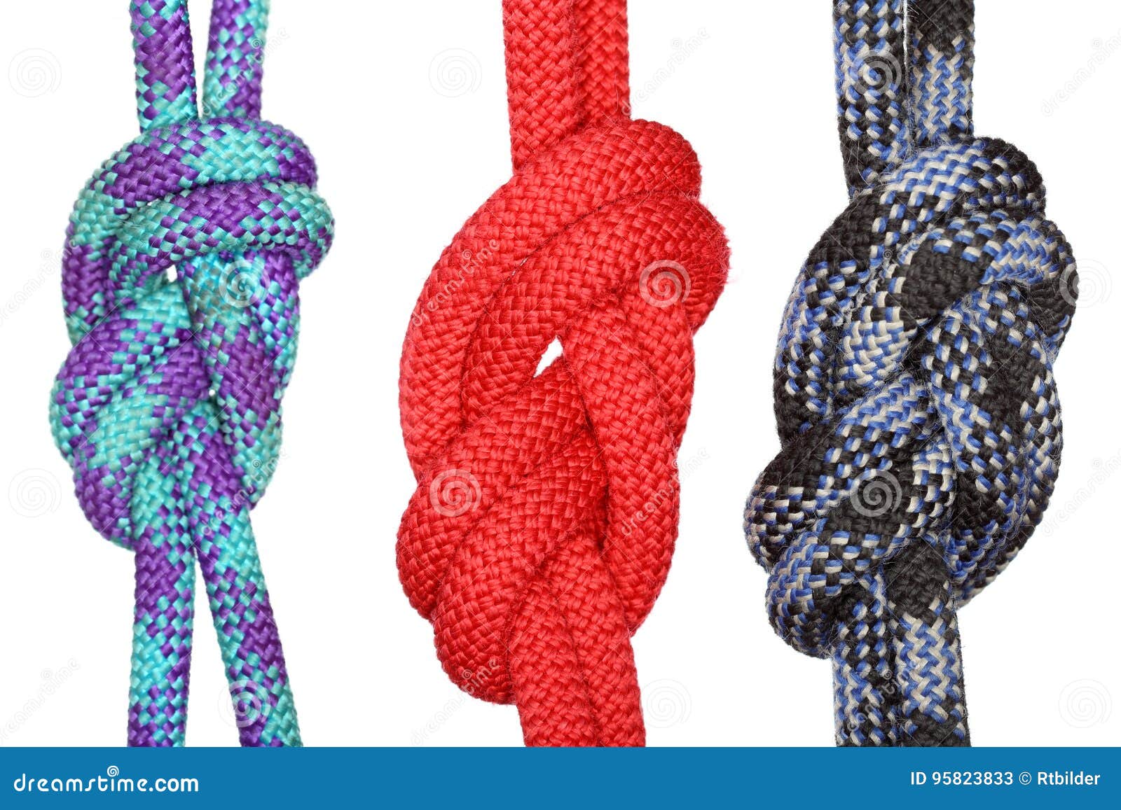 Three Eight Knots with Different Ropes Stock Image - Image of nautical ...