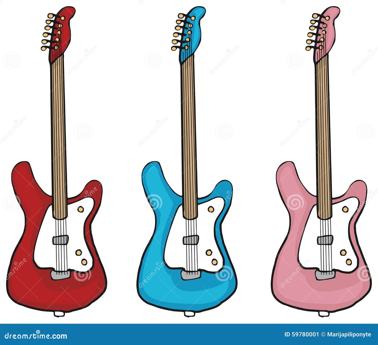 Three electric guitars stock vector. Illustration of design - 59780001