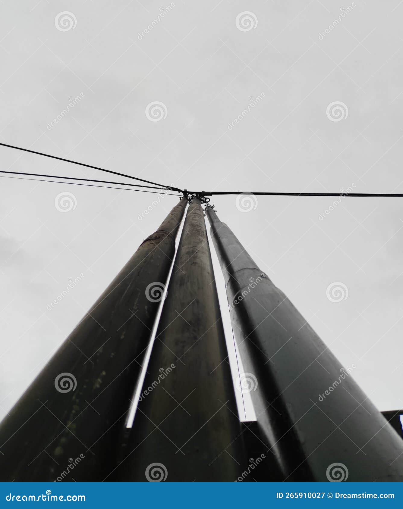 Three Electric Poles in the Cornes of the City Stock Image - Image of ...