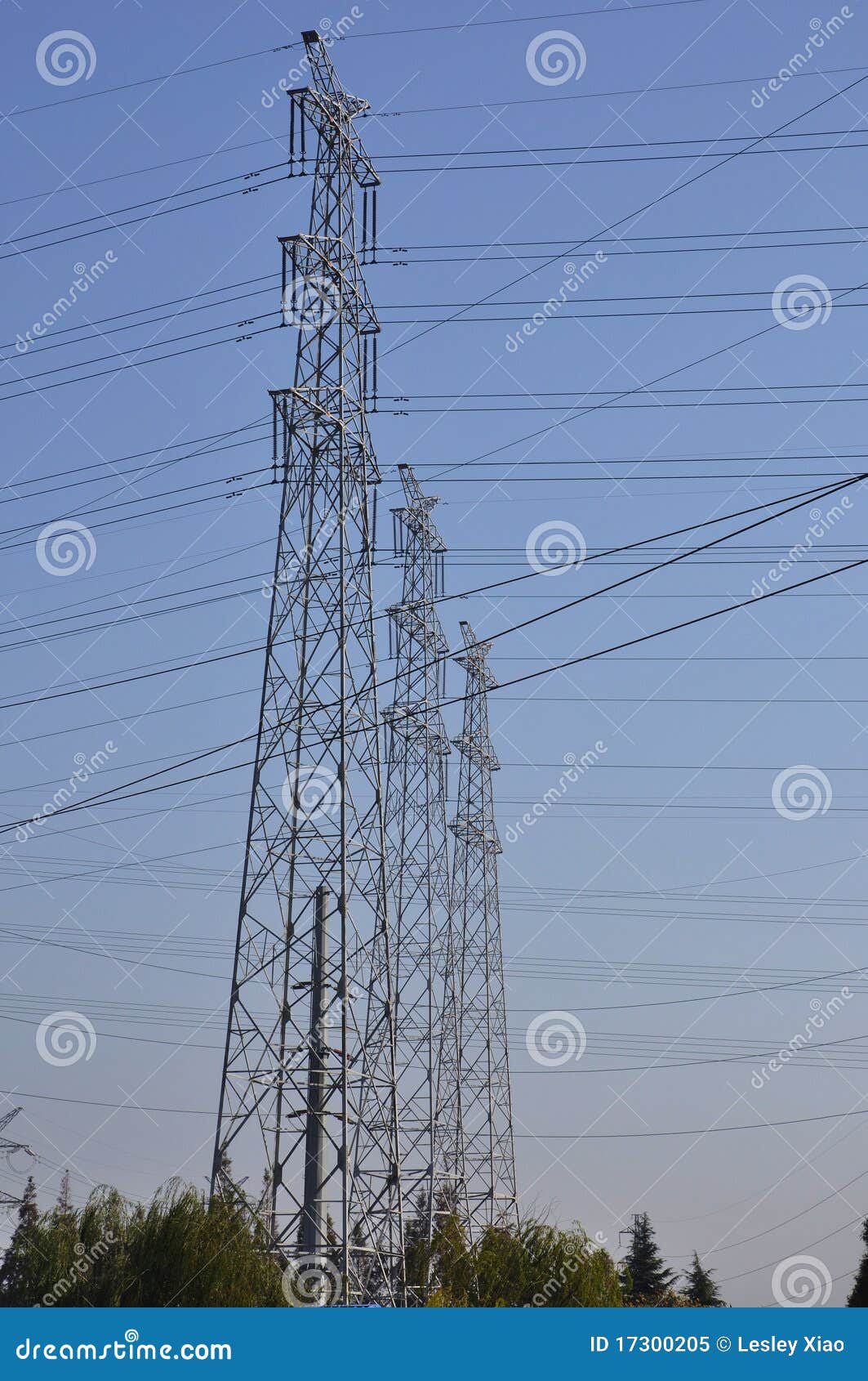 Three electrical towers stock image. Image of wires, supply - 17300205