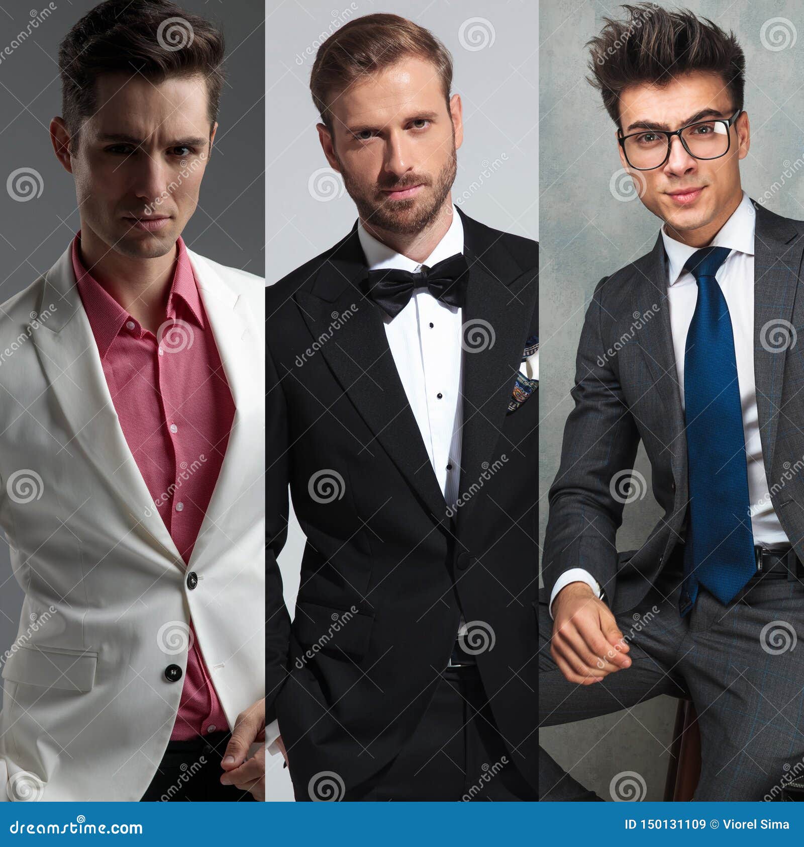 Three Elegant Menâ€™s Portraits in a Collage Photo Stock Image - Image ...