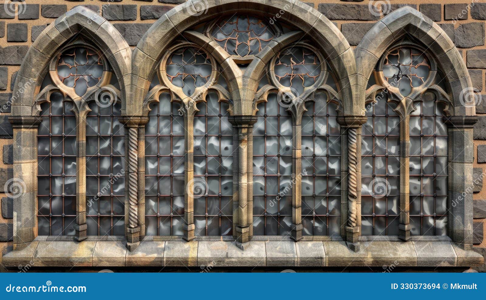 Gothic Church Windows with Intricate Designs in an Ancient Stone ...