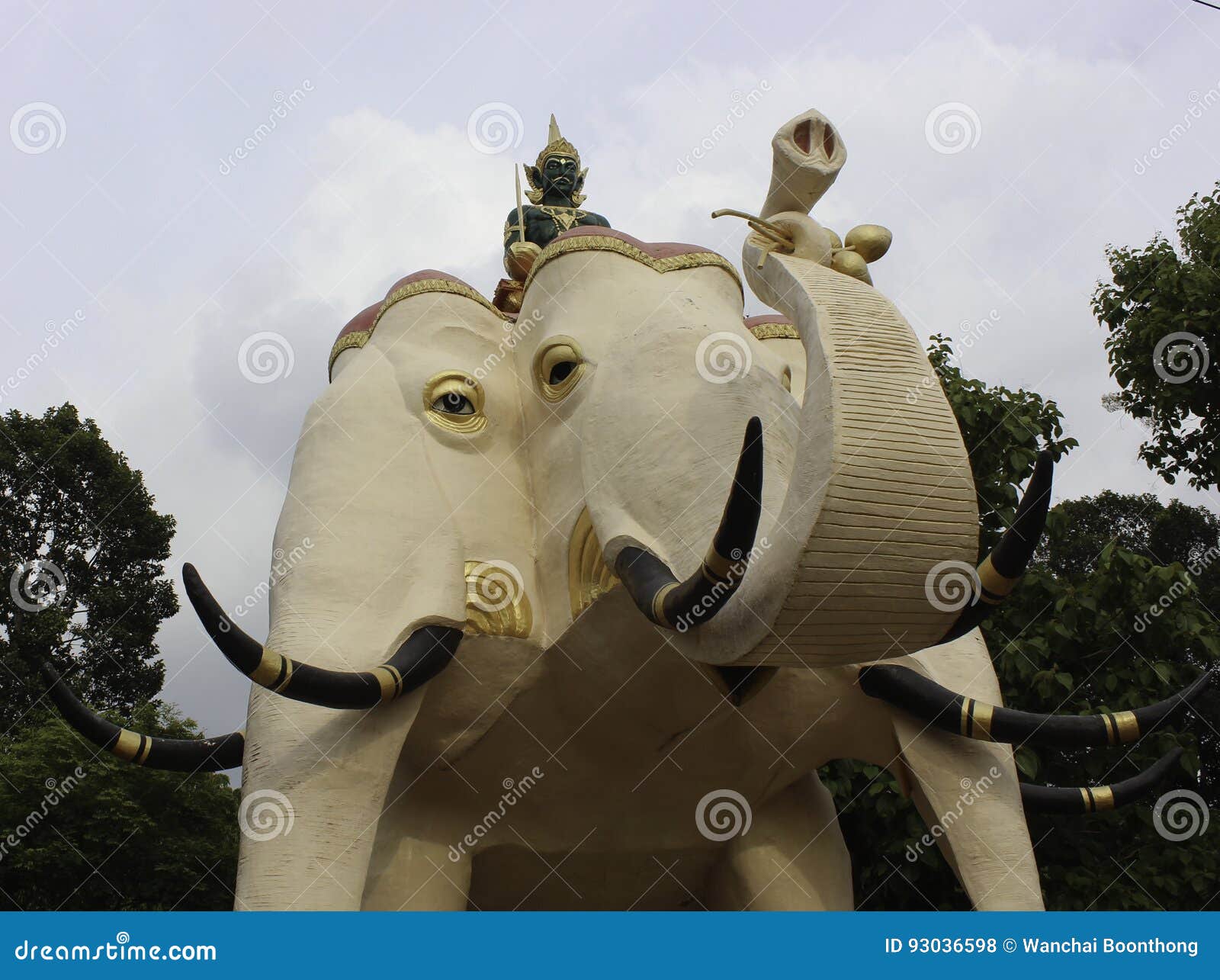 Three Elephant Head Statue stock photo. Image of statue - 93036598