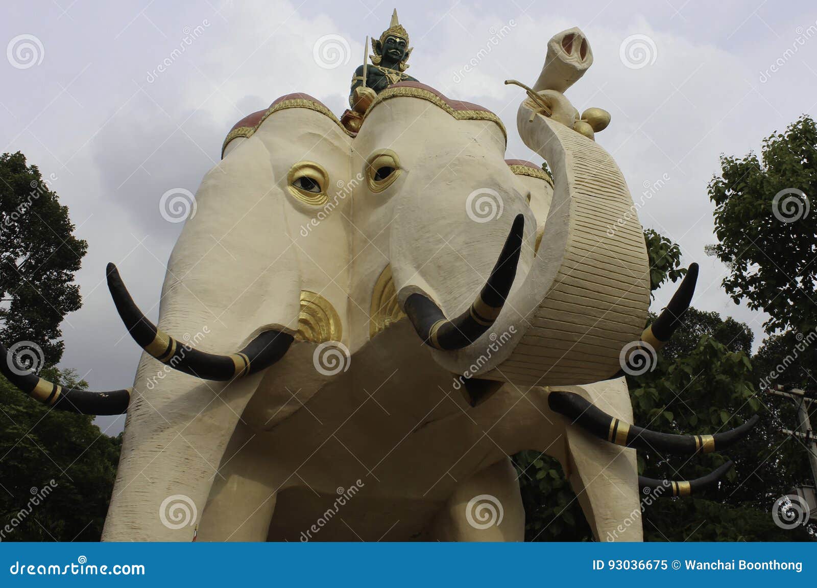 Three Elephant Head Statue stock image. Image of heads - 93036675