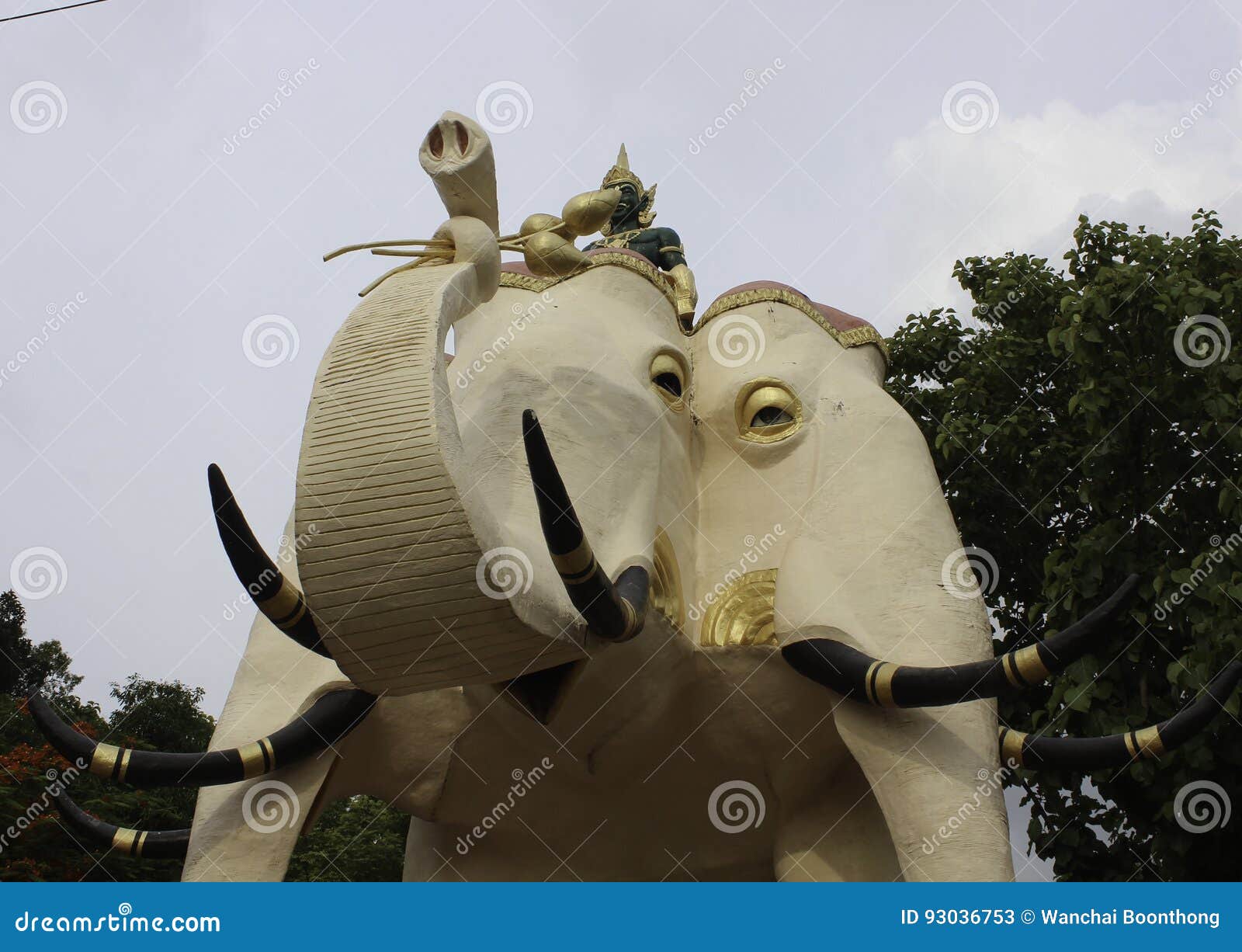 Three Elephant Head Statue stock image. Image of statue - 93036753